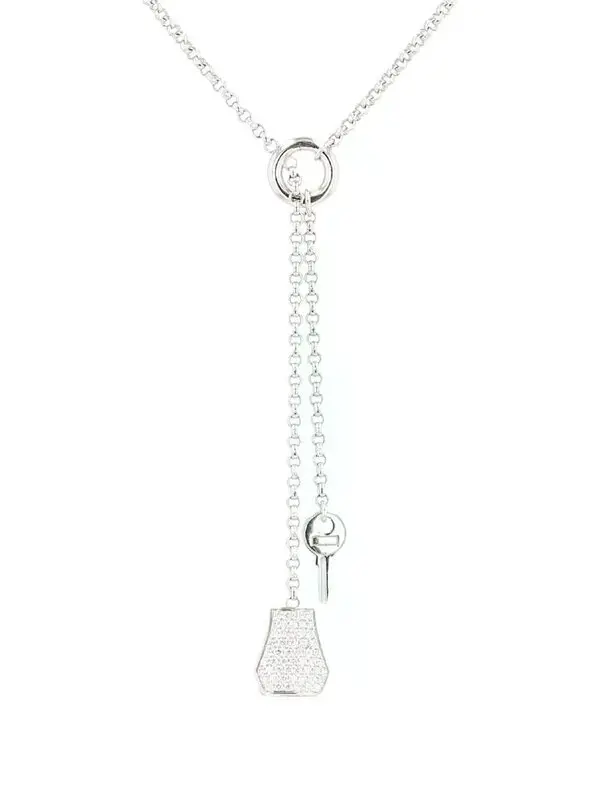 Hermès 2000's Diamond Lock White Gold Necklace - Silver