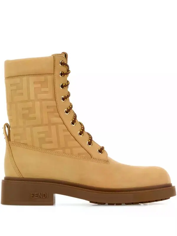 Fendi Embossed Logo Combat Boots