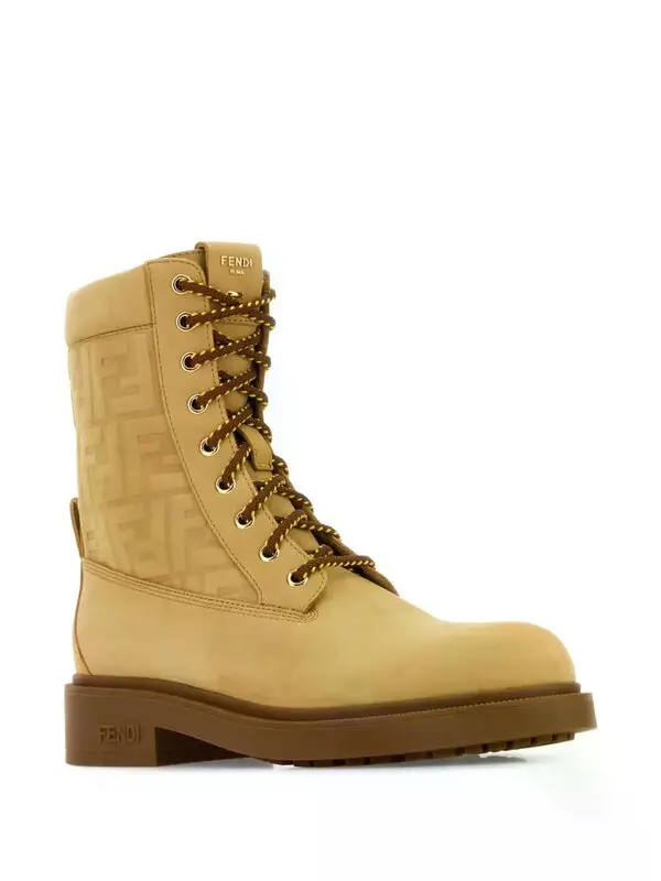 Fendi Embossed Logo Combat Boots