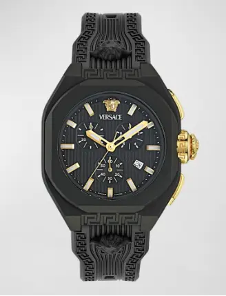 Versace Chrono Tpu-strap Watch 44mm - Black Eco