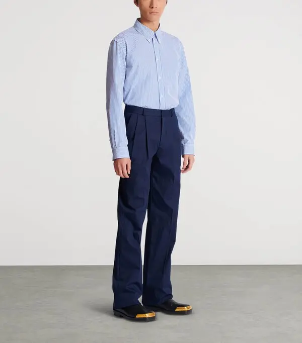 Balmain Cotton Pleated Flared Trousers