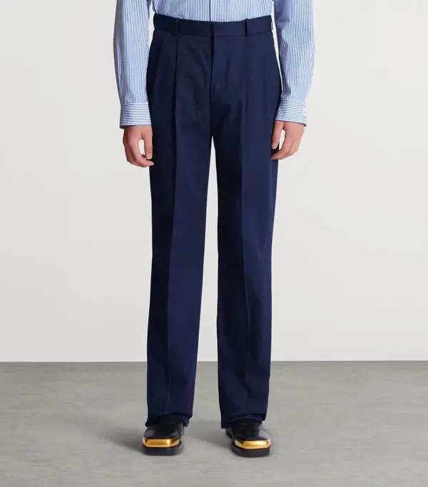 Balmain Cotton Pleated Flared Trousers