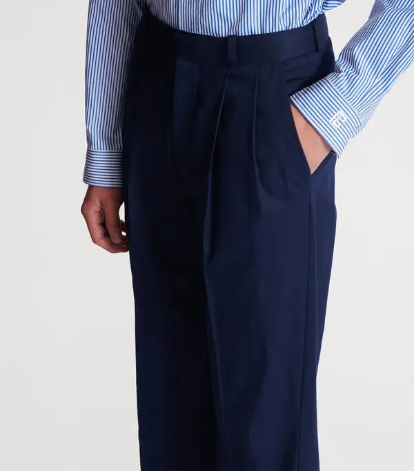 Balmain Cotton Pleated Flared Trousers