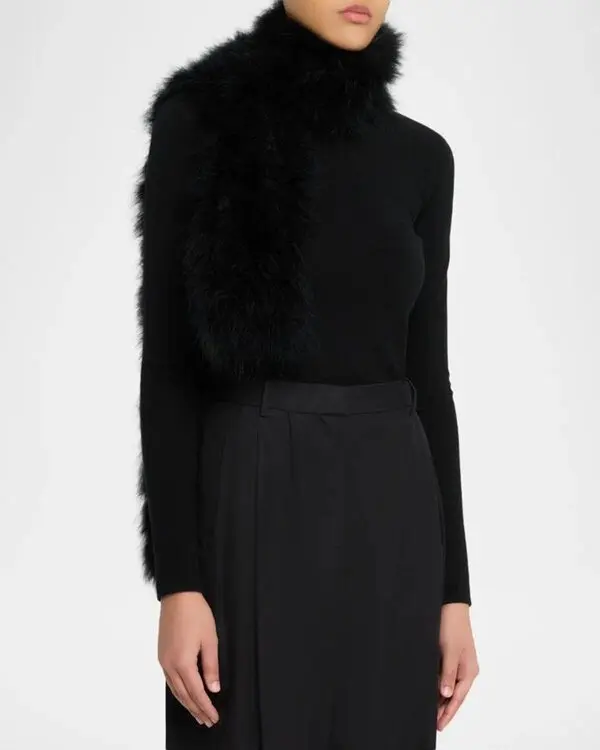 YVES SALOMON Long Feather Scarf