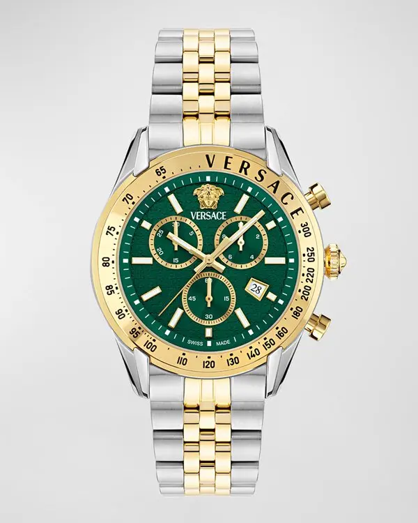 Versace Chrono Master Two-tone Bracelet Watch 44mm - Green Gold Silver