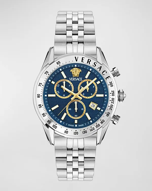 Versace Chrono Master Stainless Steel Bracelet Watch, 44mm - Blue Silver