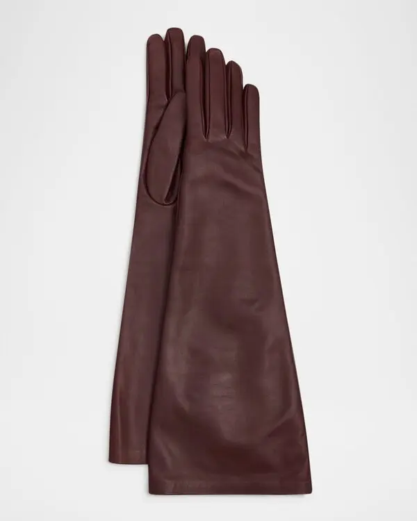 Saint Laurent Long Leather Gloves - Dark Brown