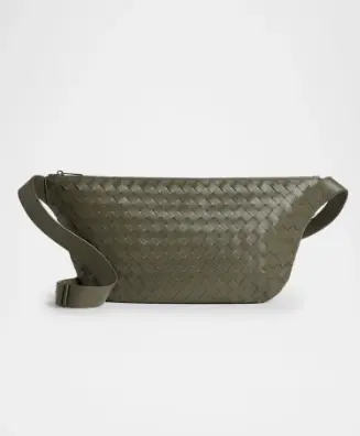 Bottega Veneta Intrecciato Leather Sling Bag - Black Silv