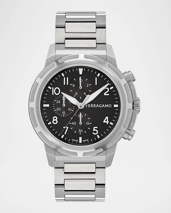 FERRAGAMO Sport Chrono 44mm Bracelet Watch - Stainless Steel