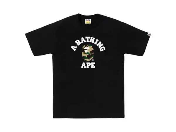 A BATHING APE 1st Camo College Tee Shirt - Black X Yellow