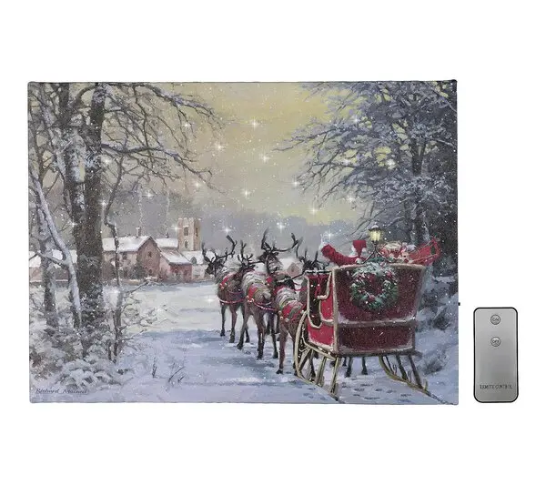 LUMABASE Battery Operated Lighted Wall Art Sa Nta Sleigh Ride - One-color