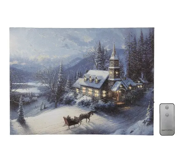 LUMABASE Battery Operated Lighted Wall Art- Win Ter Sleigh Ride - One-color