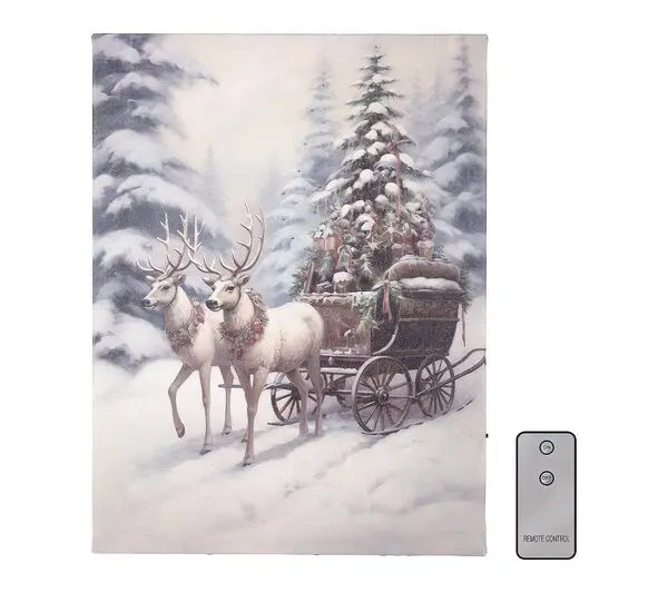 LUMABASE Battery Operated Led Wall Art Reinde Er Sleigh Ride - One-color