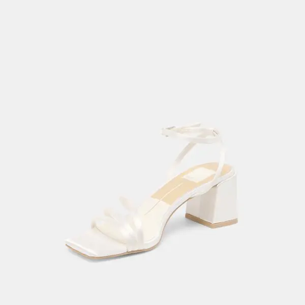 DOLCEVITA Ysabel Block Heel Sandals - True White Satin