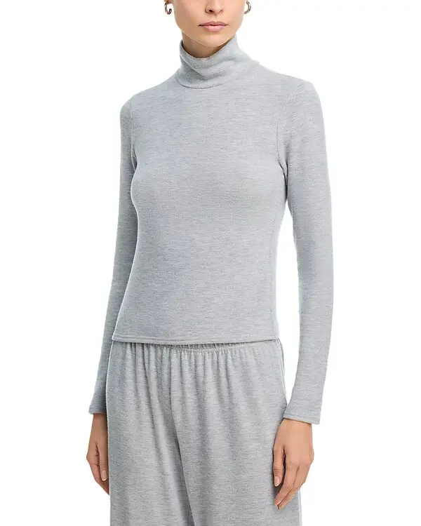PERFECTWHITETEE Dana Brushed Sweater Jersey Turtleneck - Heather Grey