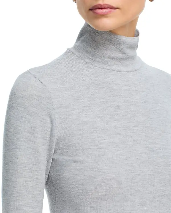 PERFECTWHITETEE Dana Brushed Sweater Jersey Turtleneck - Heather Grey