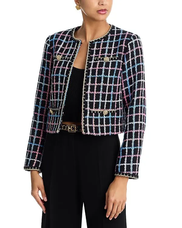 Aqua Chainlink Print Tweed Jacket