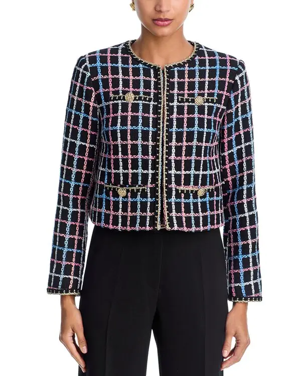 Aqua Chainlink Print Tweed Jacket