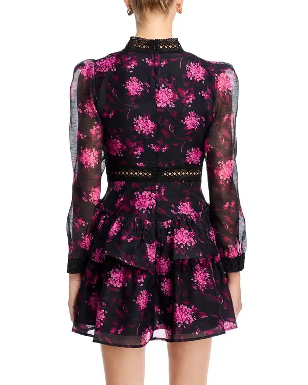 Aqua Mock Neck Long Sleeve Ruffle Mini Dress