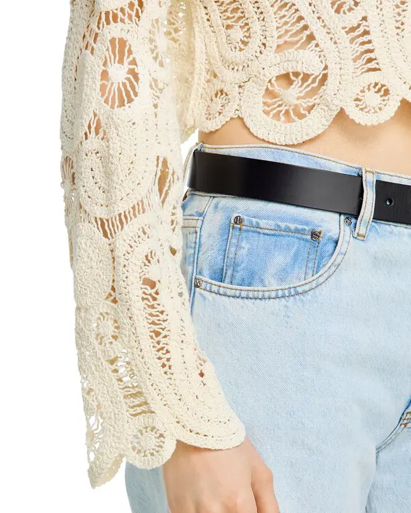 Aqua Paisley Crochet Long Sleeve Top