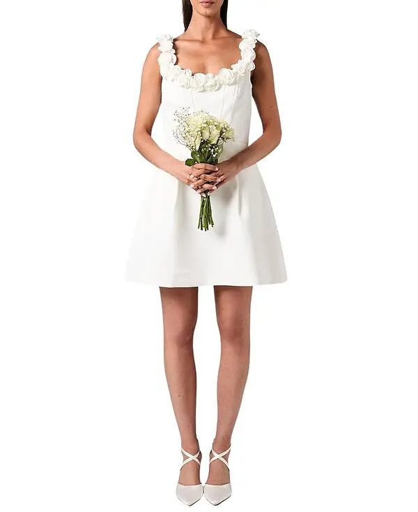 Coast Square Neck 3d Flower Mini Dress