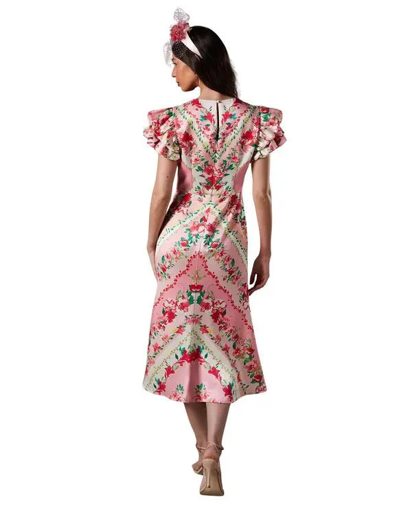 Coast Lisa Printed Ruffle Hem Midi Dress