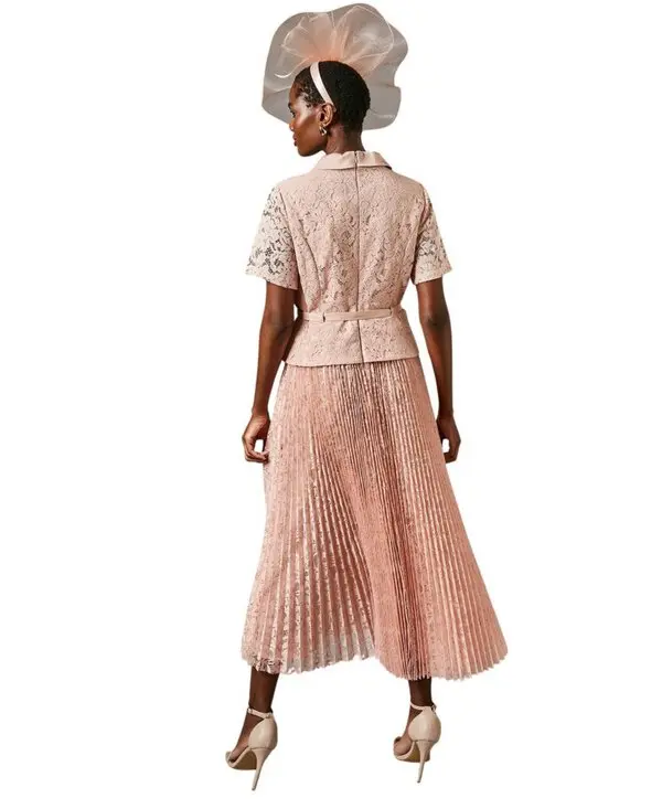 Coast Lace 2-in-1 Jacket Pleated Midi Dress