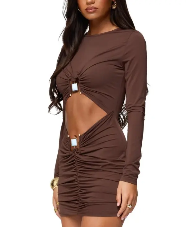 edikted brown dress Edikted Women's Raquelle Beaded Mini Dress - Brown