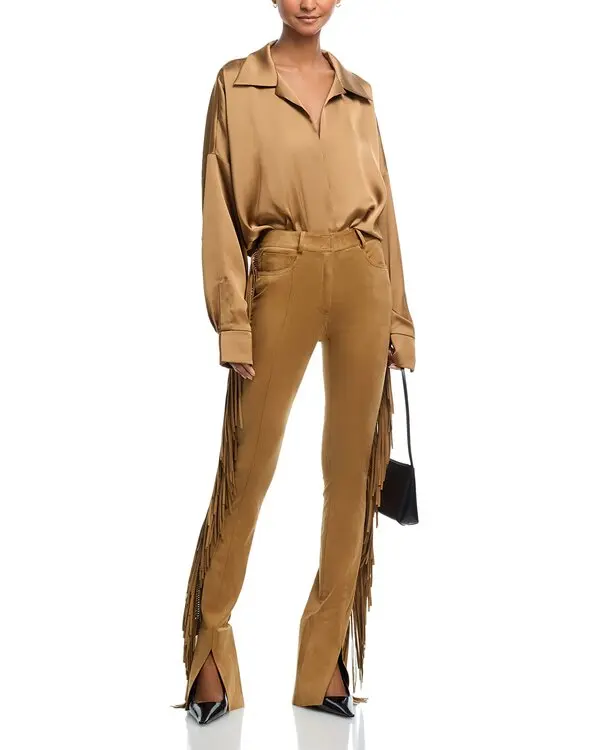 Norma Kamali Oversized Shirt Bodysuit - Camel