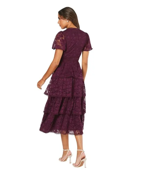 Coast Tiered Lace Flutter Sleeve Dress