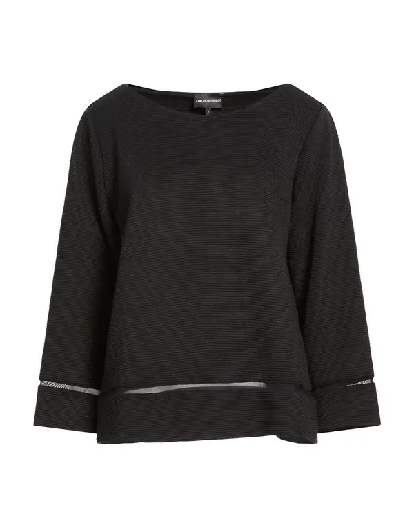 Emporio Armani Ribbed-knit Sweater With Tulle Trim