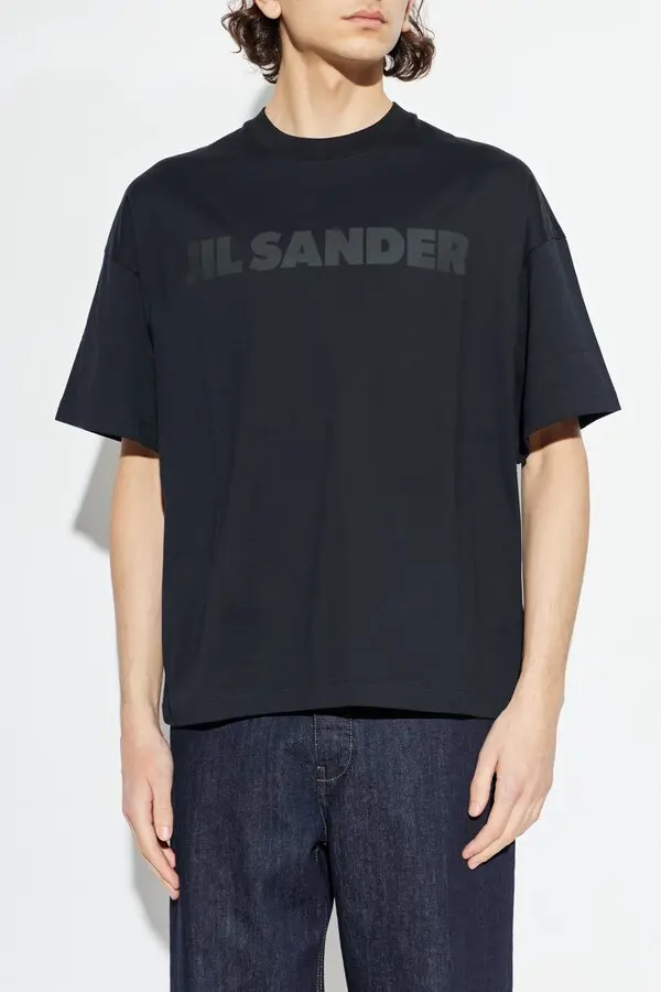JIL SANDER Printed Logo Cotton T-shirt - Black