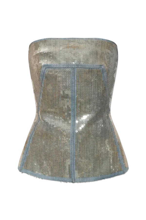 Rick Owens Sequin Embellished Bustier Top - Silver