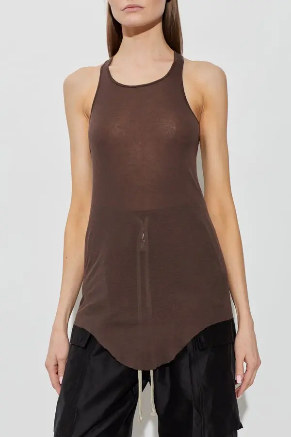 Rick Owens Tank Top With Raw Finishes - Brown