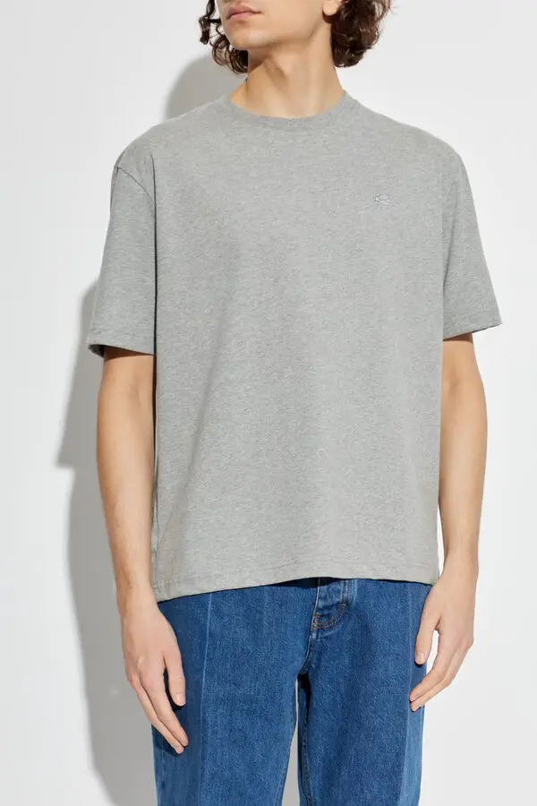 Etro T-shirt With Embroidered Logo - Grey