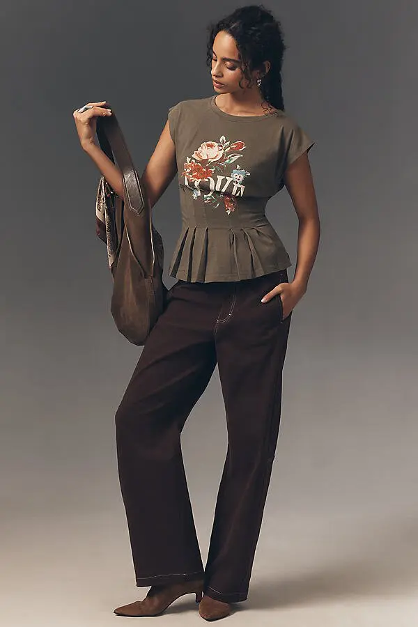 Anthropologie Graphic Peplum Tee