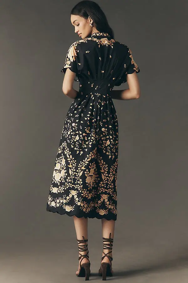 Farm Rio X Midi Dress In Black - 34% Off | Editorialist
