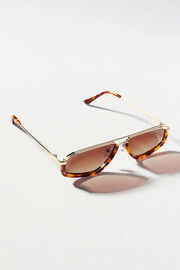 Eleventh Hour Polarized Slim Aviator Sunglasses - Tortoise  display picture 2