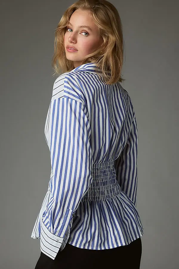 Maeve Smocked Buttondown Shirt