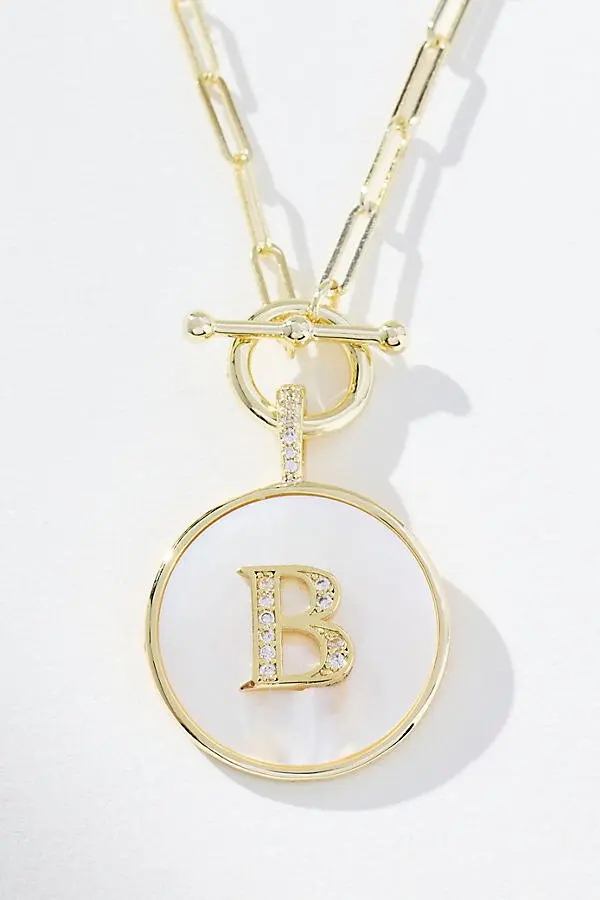 Melinda Maria Love Letters Initial Medallion Necklace - B