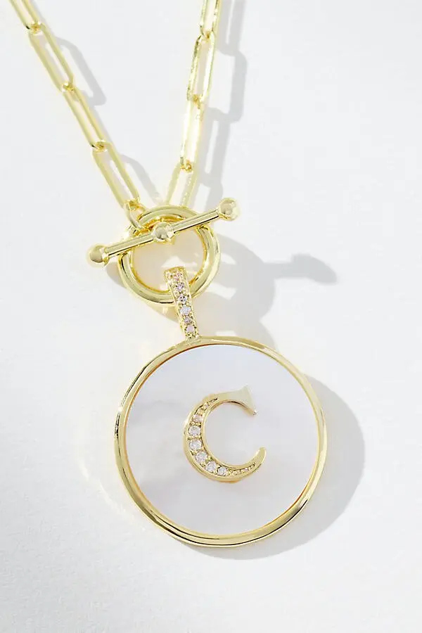 Melinda Maria Love Letters Initial Medallion Necklace - C