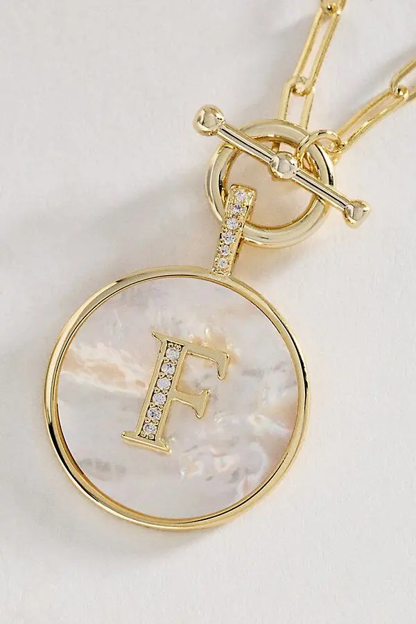Melinda Maria Love Letters Medallion Monogram Necklace - F