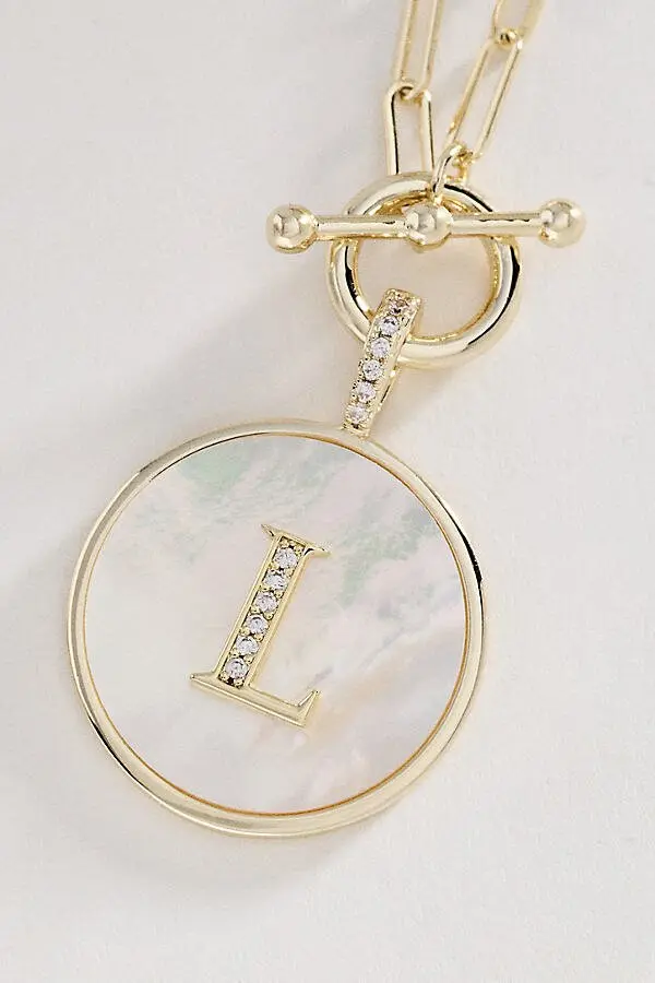 Melinda Maria Love Letters Initial Medallion Necklace - L