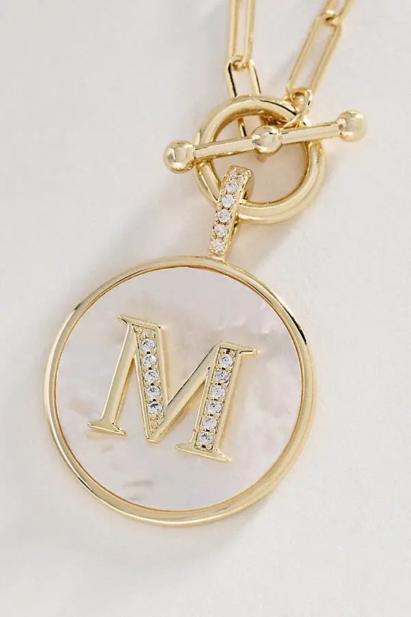 Melinda Maria Love Letters Medallion Monogram Necklace - M
