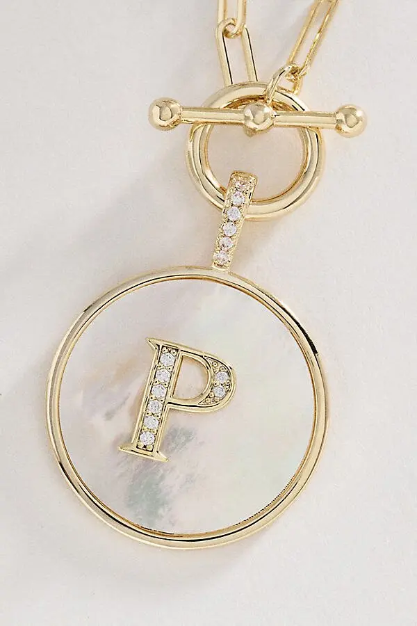 Melinda Maria Love Letters Medallion Monogram Necklace - P