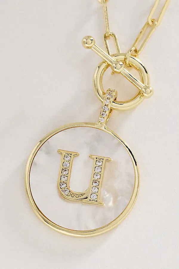 Melinda Maria Love Letters Medallion Monogram Necklace - U
