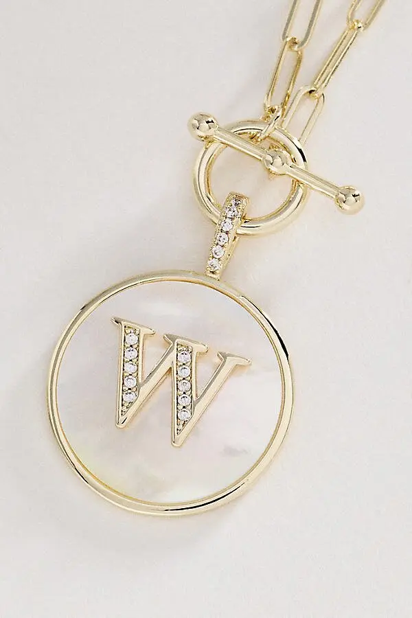 Melinda Maria Love Letters Initial Medallion Necklace - W