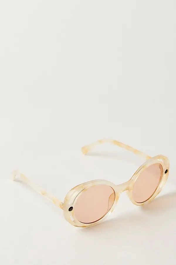 Free People Juni Oversized Round Sunglasses - Toffee/straw
