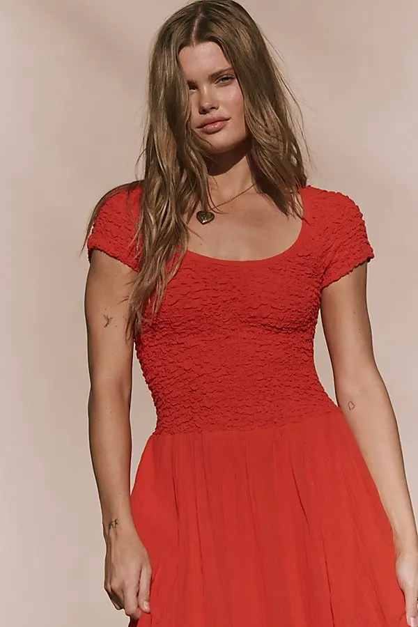 Free People Darling Midi Dress - Cherry Tomato