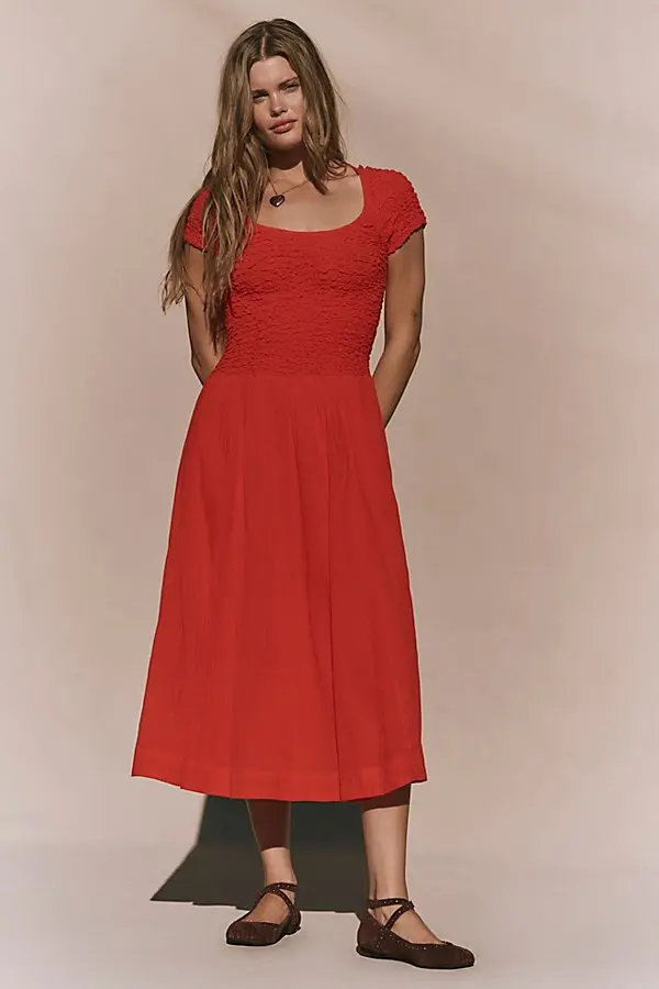 Free People Darling Midi Dress - Cherry Tomato